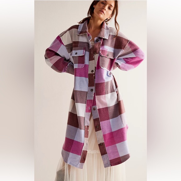 We The Free | Jackets & Coats | Free People We The Free Plaid Long Ruby Jacket Shacket Oversized ...